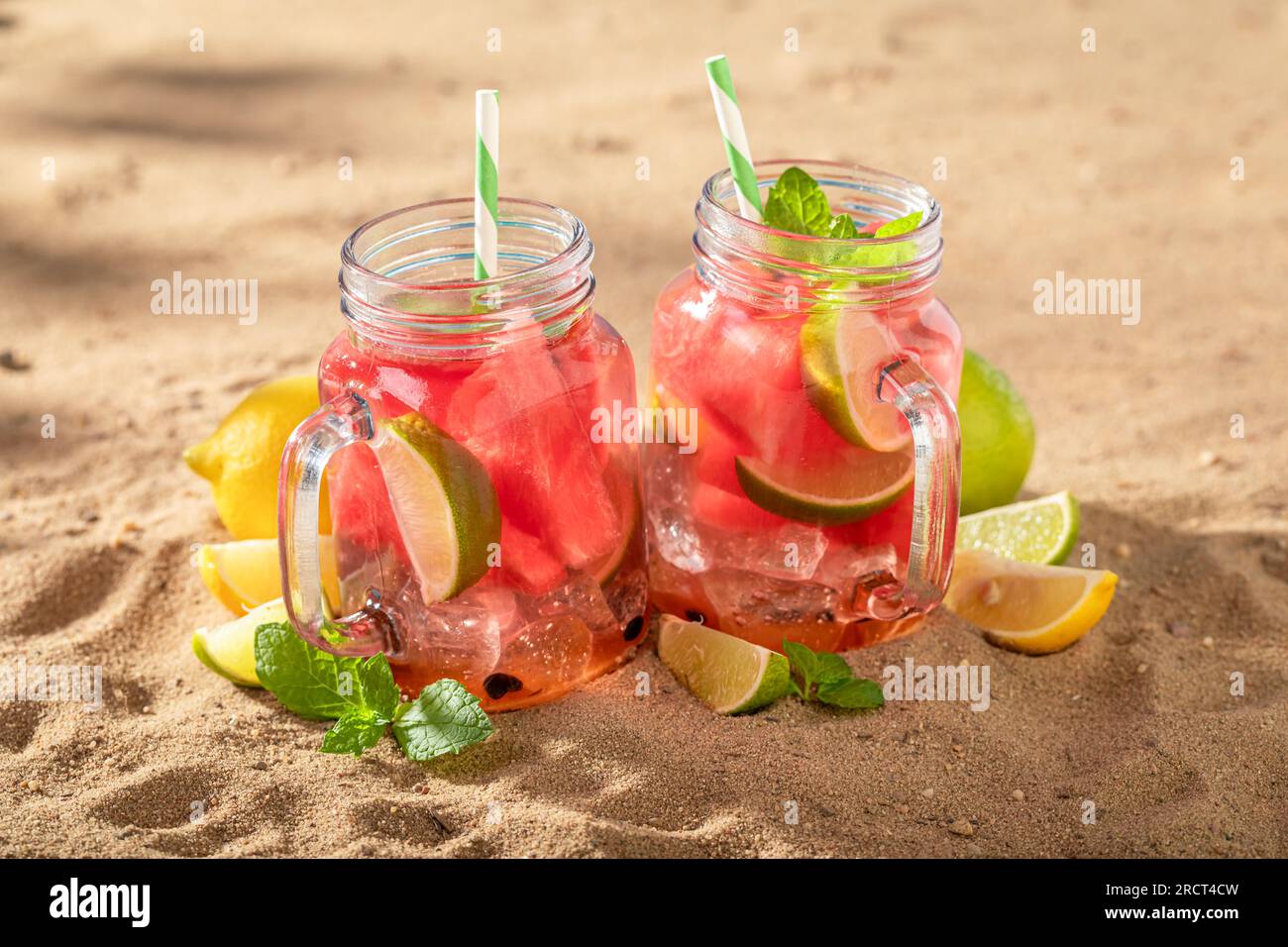 Sweet lemonade as a chilled cold drink. Seasonal fruit lemonade Stock ...