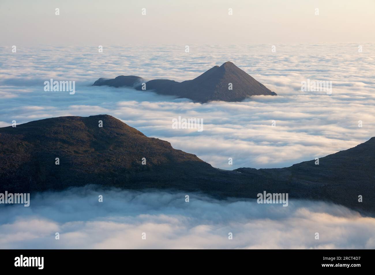 Torridon Mountains from above the clouds during Temperature Inversion ...