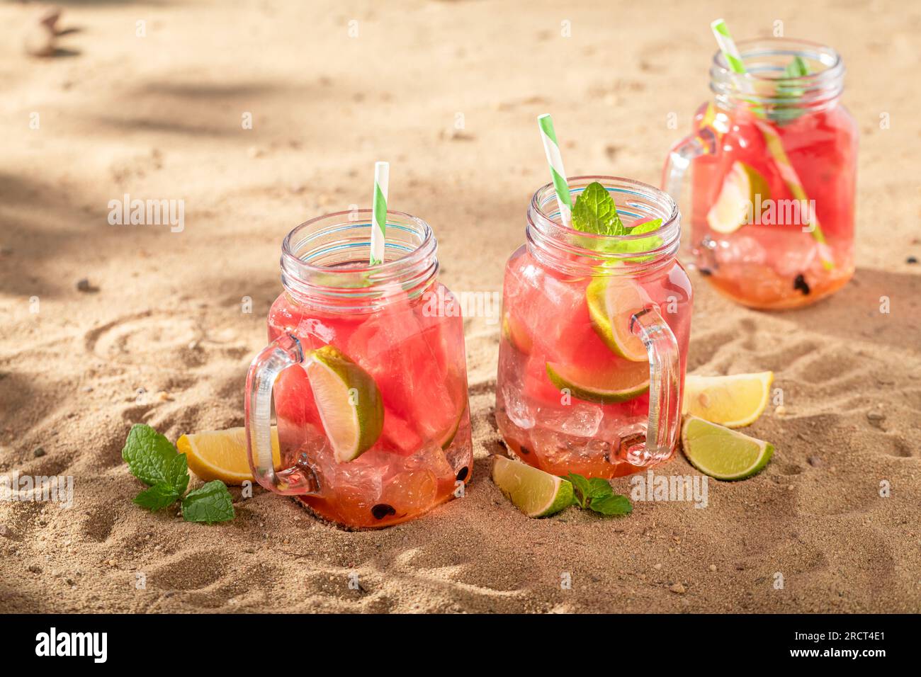 Homemade lemonade as a chilled cold drink. Seasonal fruit lemonade ...
