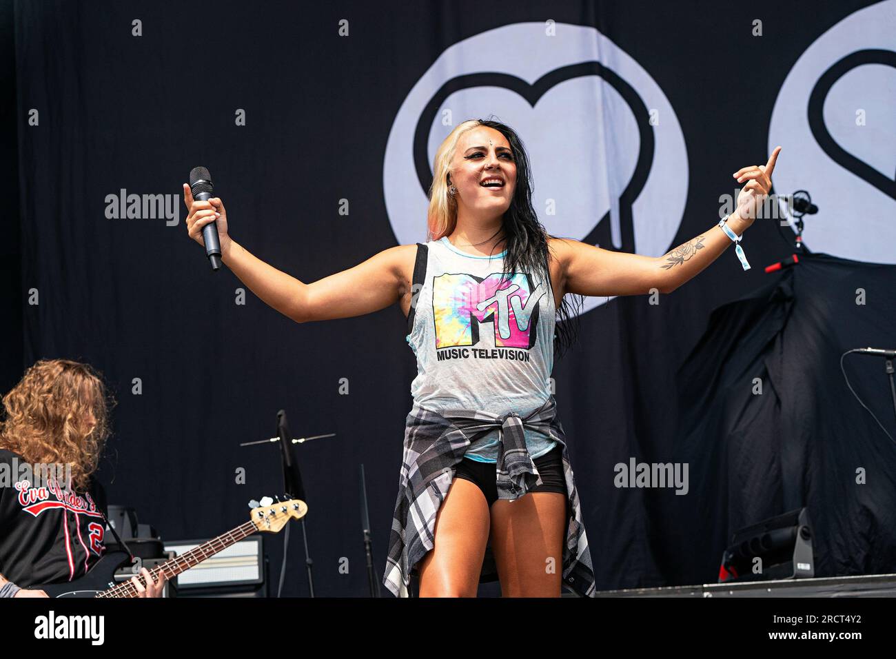 Amanda "Eva Marie" Lyberg of Eva Under Fire performs at Inkcarceration ...