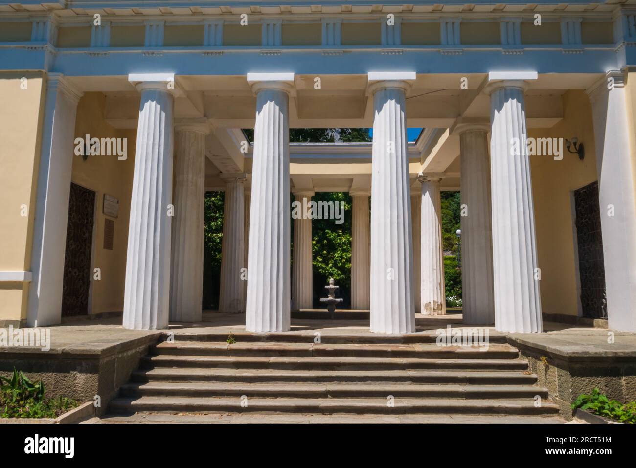 Cathedral columns on white church, old monument Stock Photo - Alamy