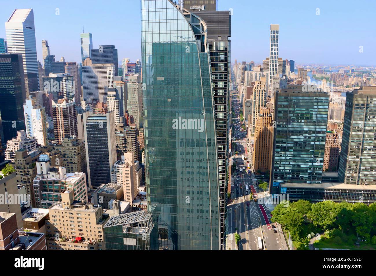 Aerial view of midtown Manhattan buildings, New York, NY Stock Photo ...