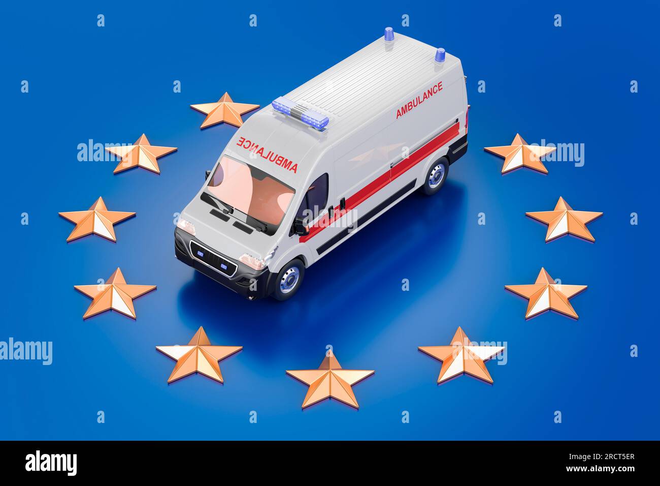 Ambulance van on the European Union flag. Emergency medical services in ...