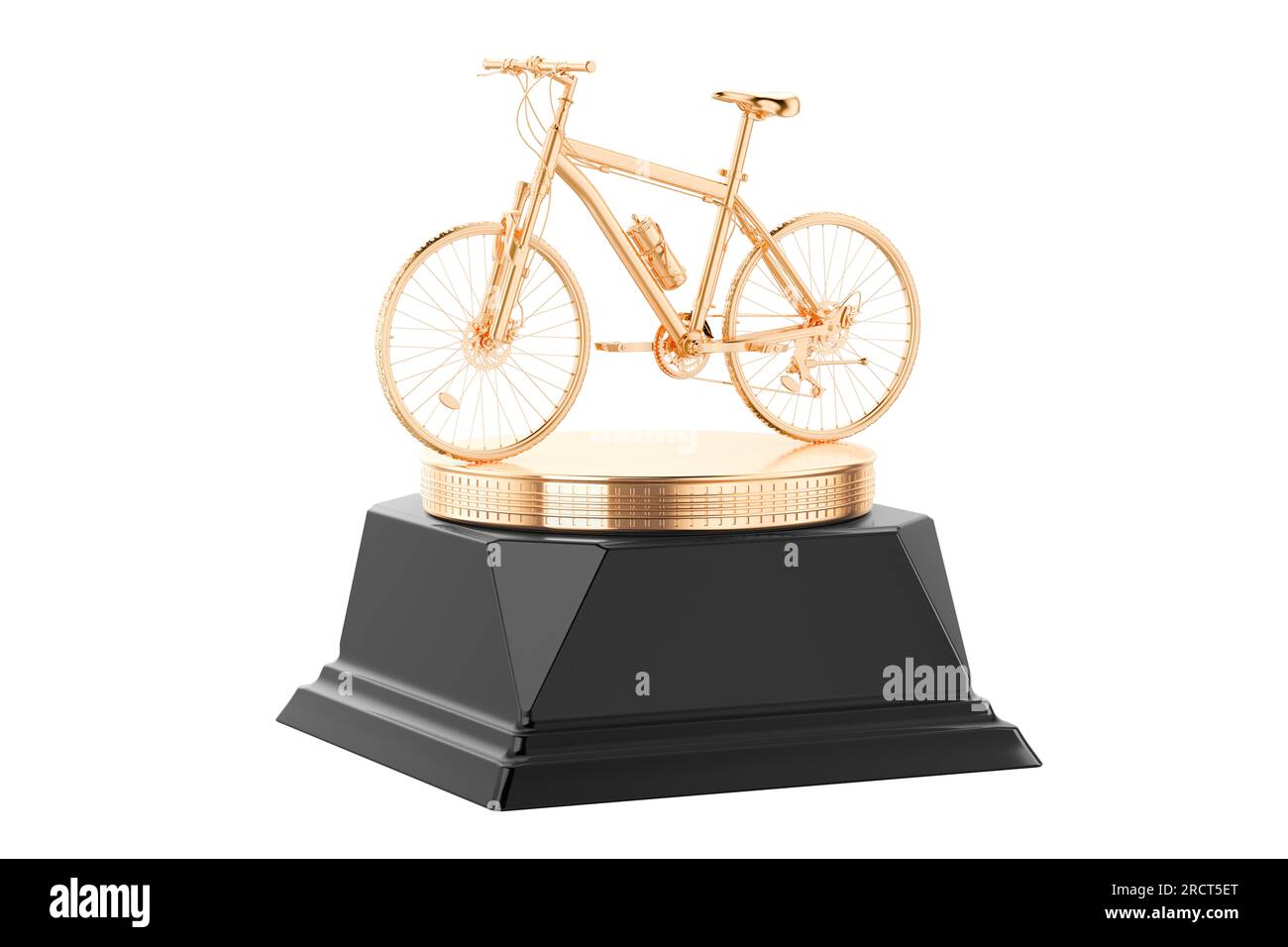 Golden Bike Award Trophy Pedestal. 3d Rendering isolated on white ...