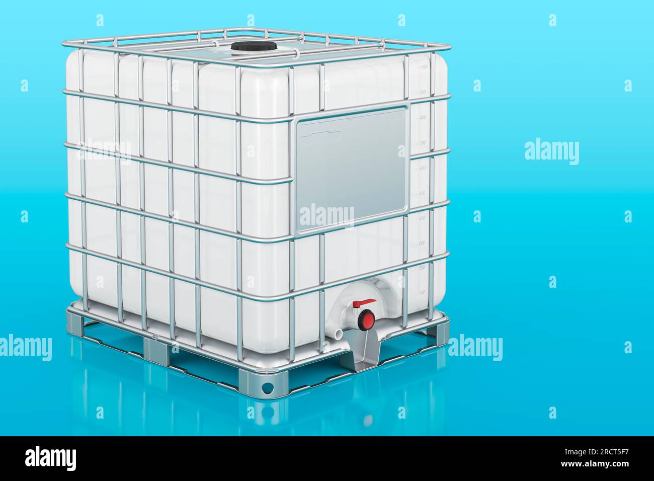 Intermediate bulk container on blue backdrop, 3D rendering Stock Photo ...