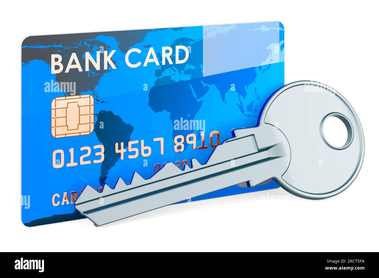 Key with credit card, 3D rendering isolated on white background Stock ...