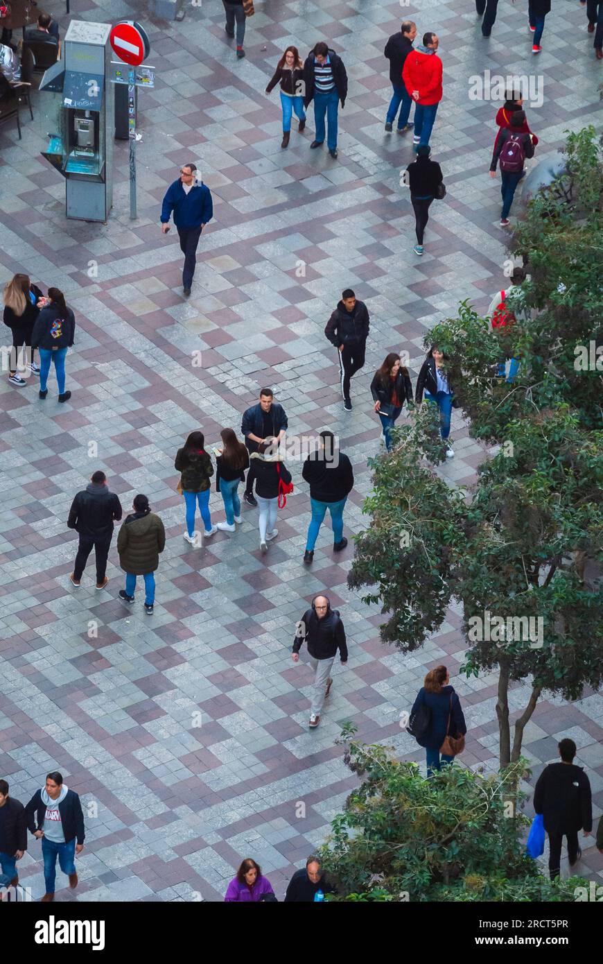 Madrid, Spain, High Angle, Overview, Large Crowd of People, Young Women ...