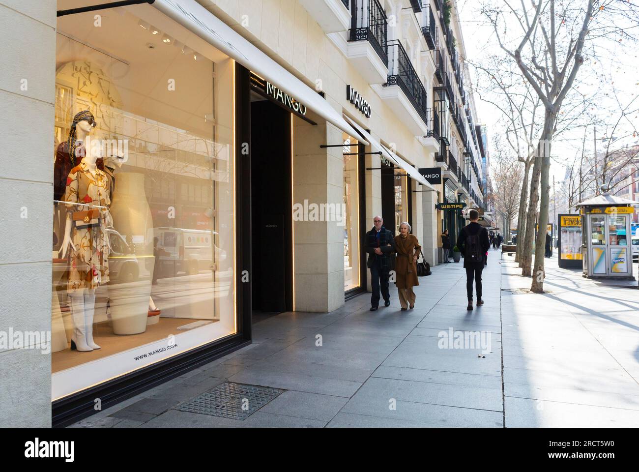 Madrid, Spain, Mango Fashion Front , People Walking, WInter , Street ...