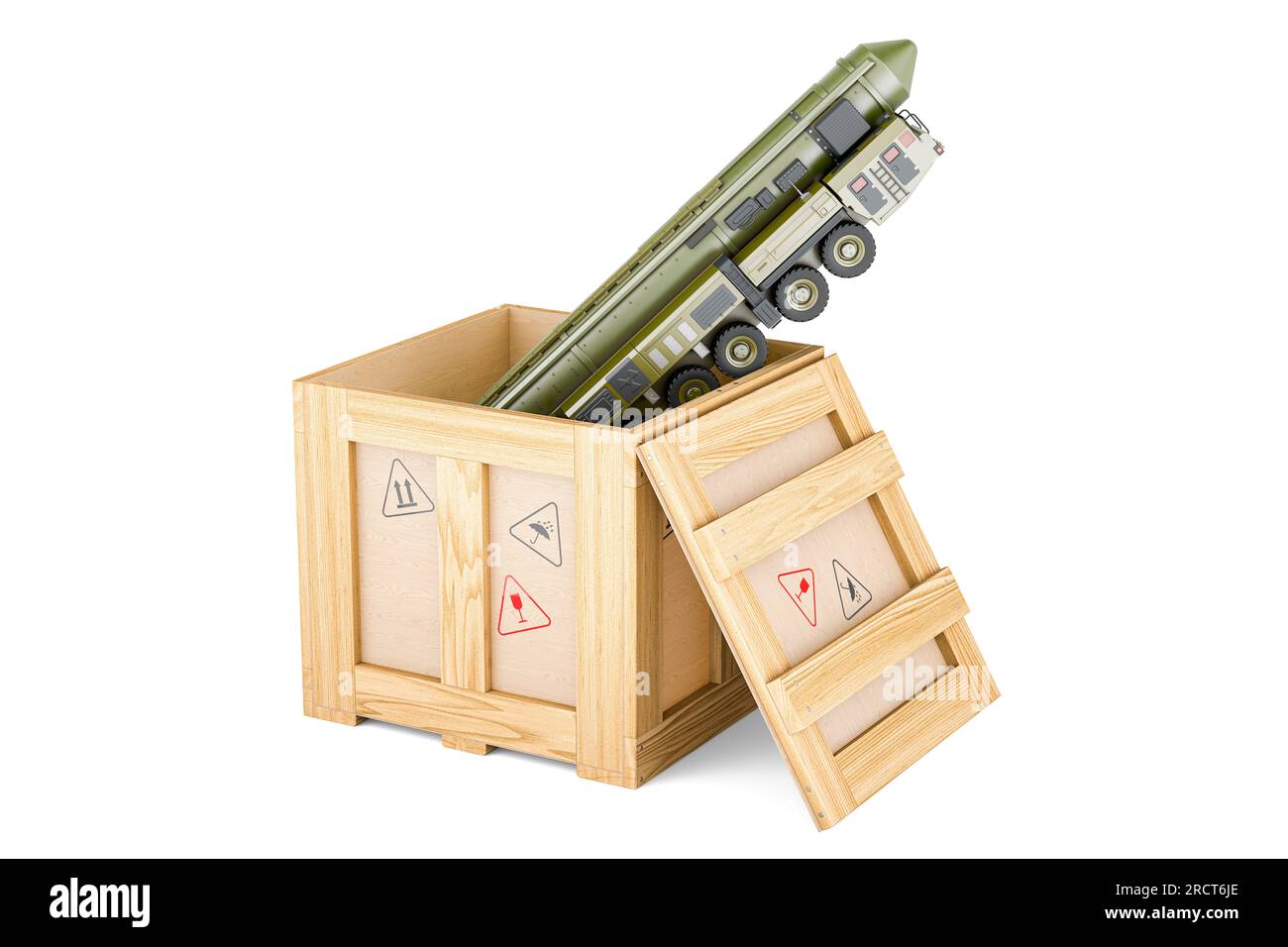 Scud missile, mobile short-range ballistic missile system inside wooden ...