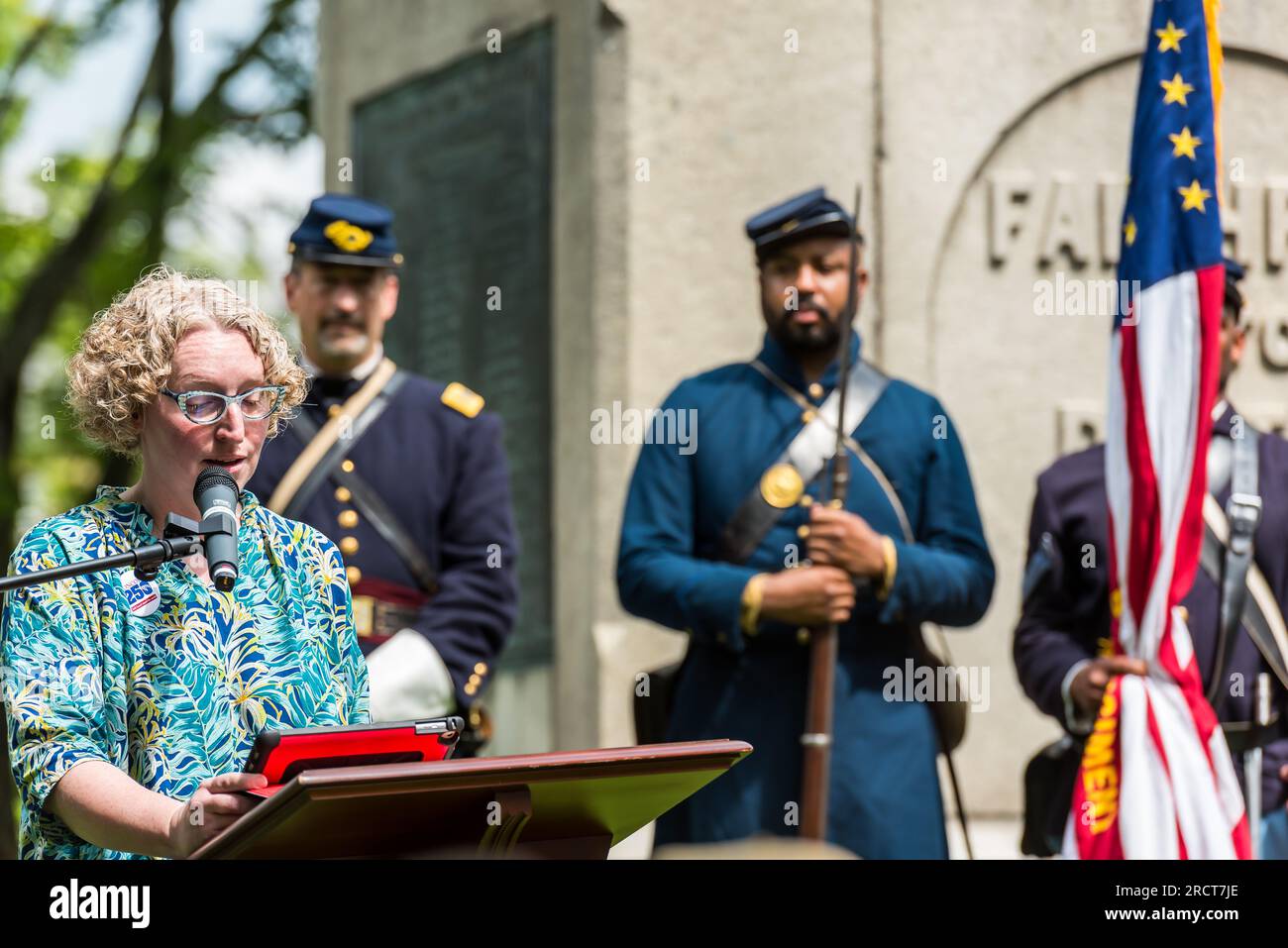 Historian, Beth van Duzer speaking at ceremony honoring the life of ...
