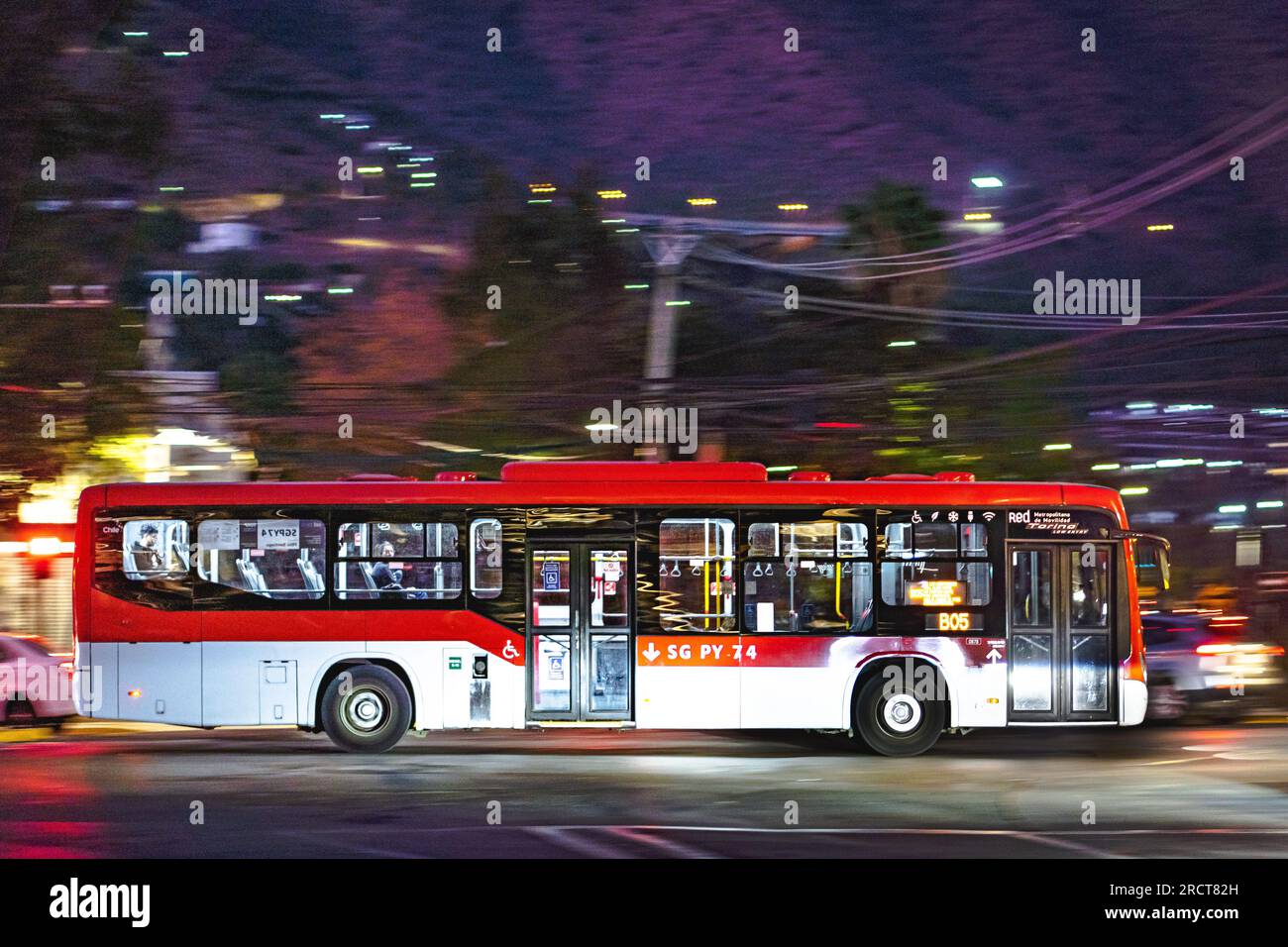 Santiago, Chile - May 11 2023: A public transport Transantiago, or Red ...