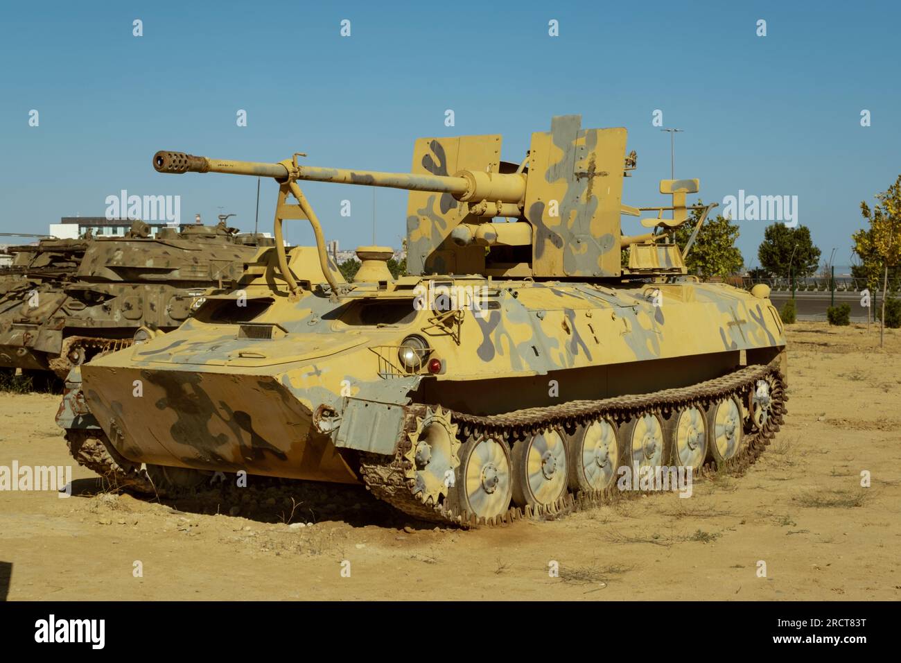 Baku, Azerbaijan - June 26, 2023: A front view of a tank captured from ...
