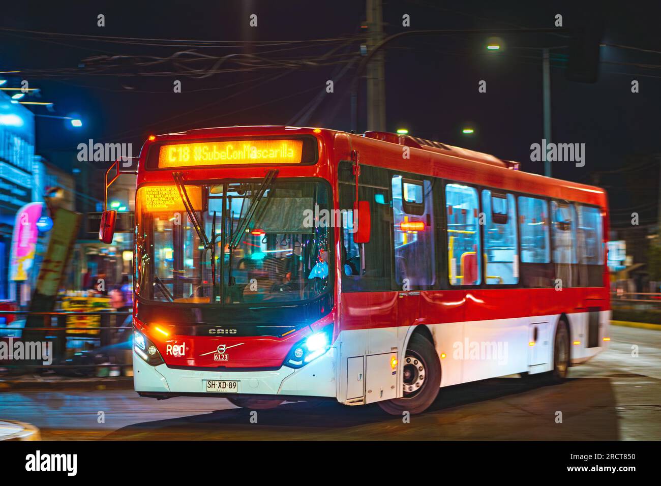Santiago, Chile - May 11 2023: A public transport Transantiago, or Red ...