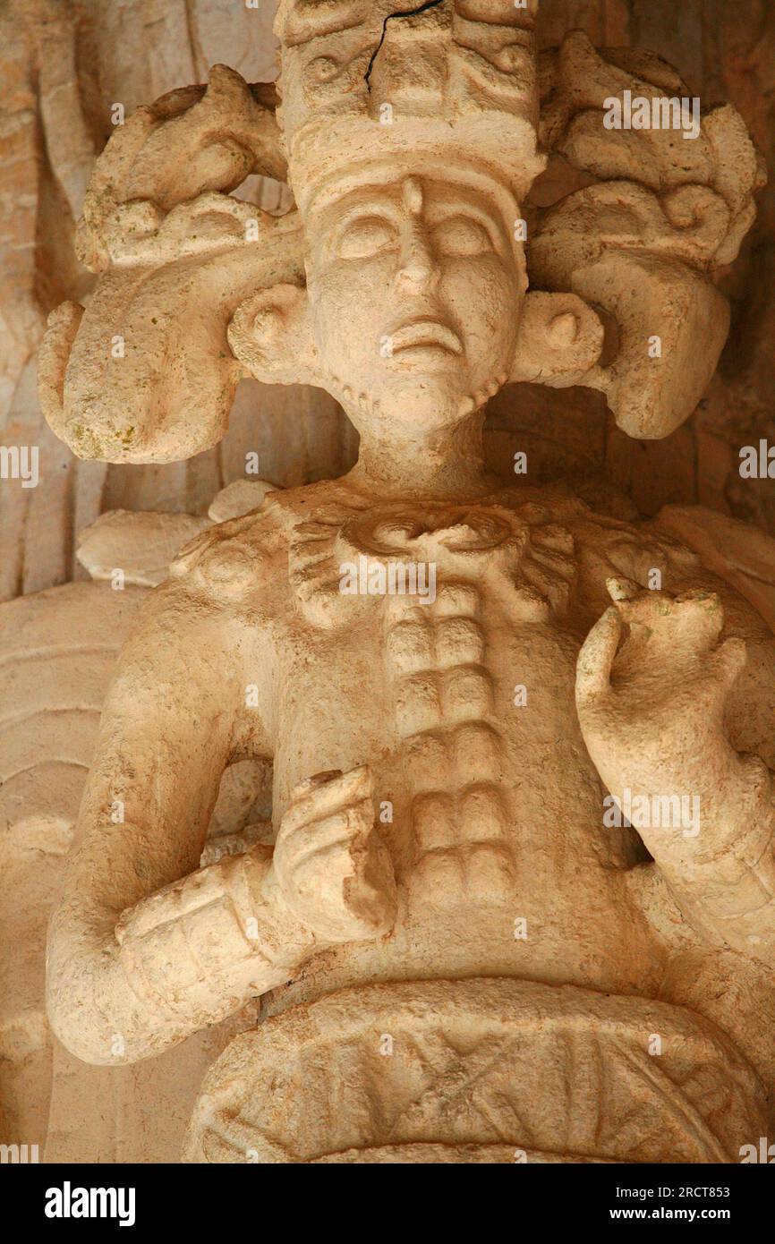 detail of the jaguar, Ek Balam, Maya archaeological site, Maya ...