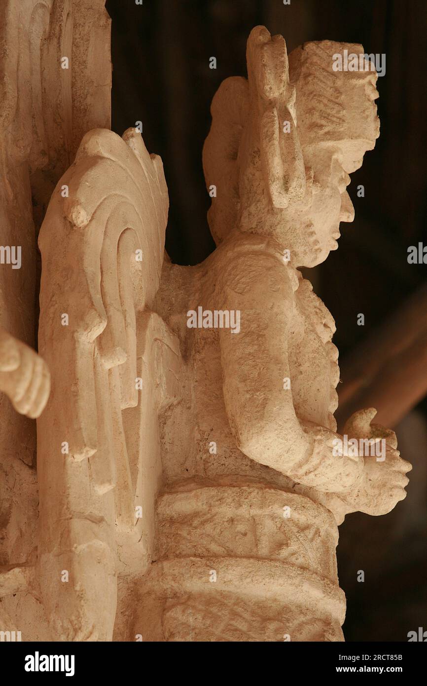 detail of the jaguar, Ek Balam, Maya archaeological site, Maya ...