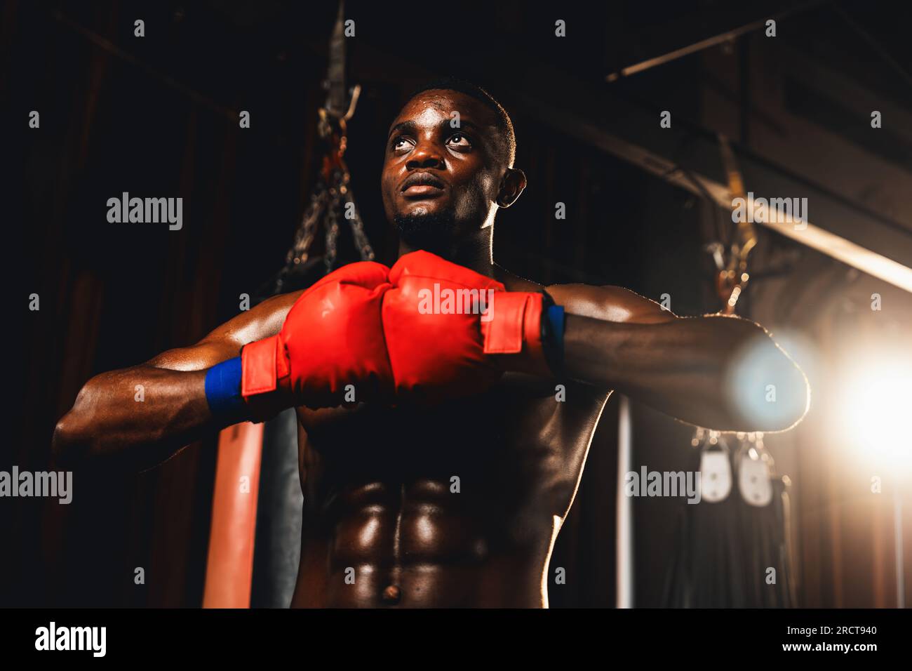 African male boxer ready fight hi-res stock photography and images - Alamy