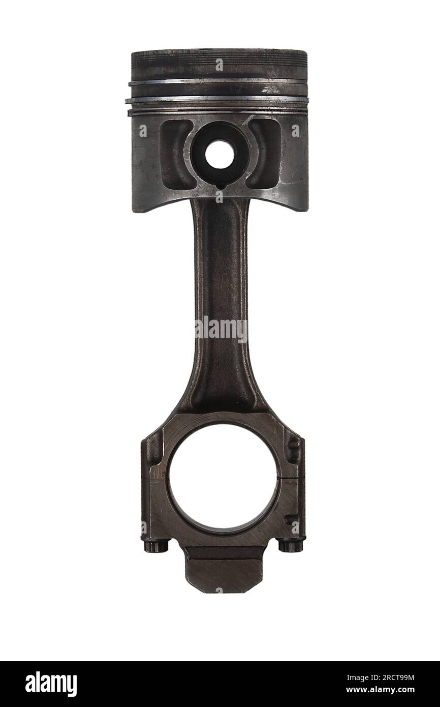 engine piston with connecting rod isolated on white background Stock ...