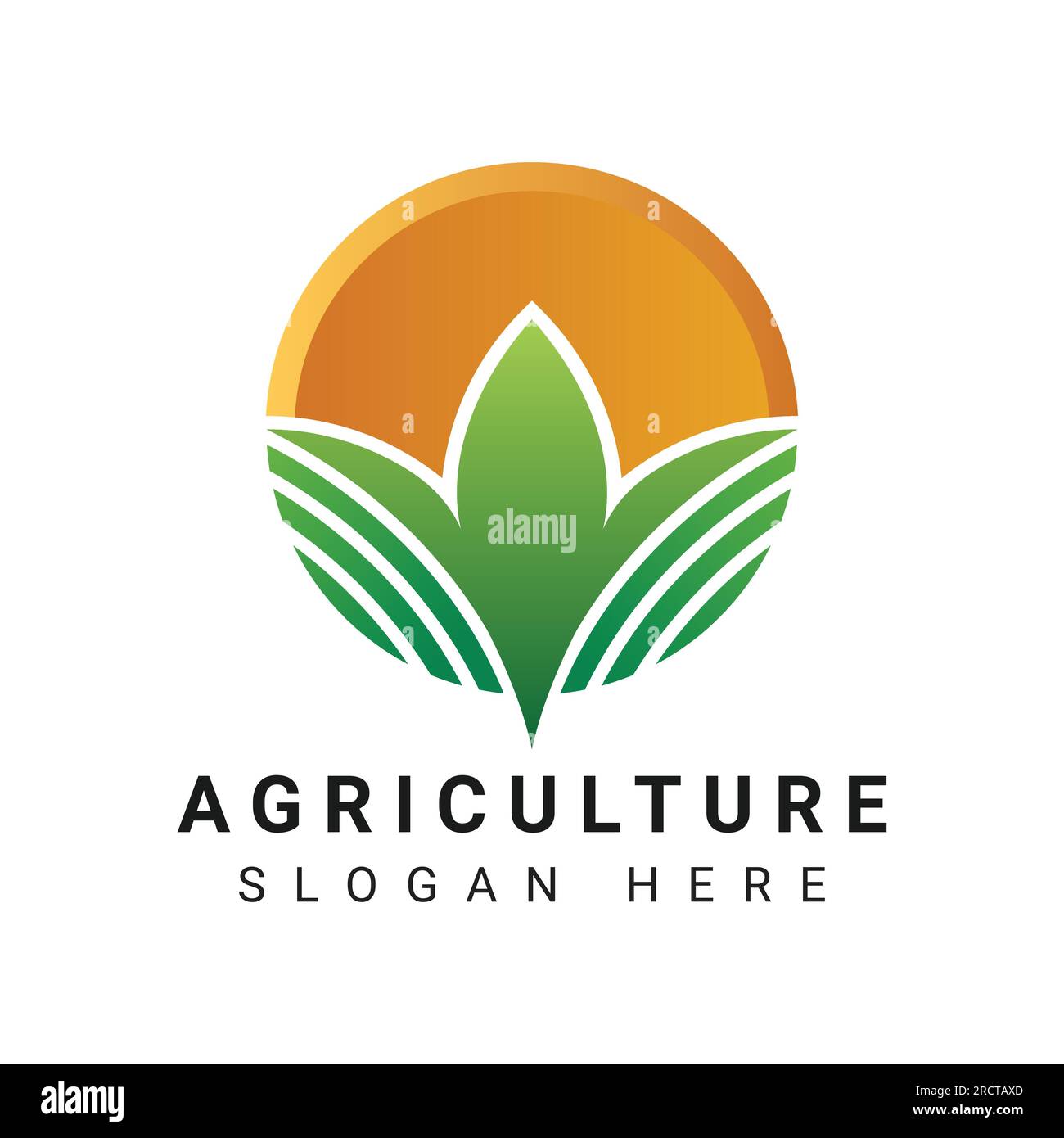 Agriculture Farm Logo Design Field Organic Life Sun and Leaf Stock ...