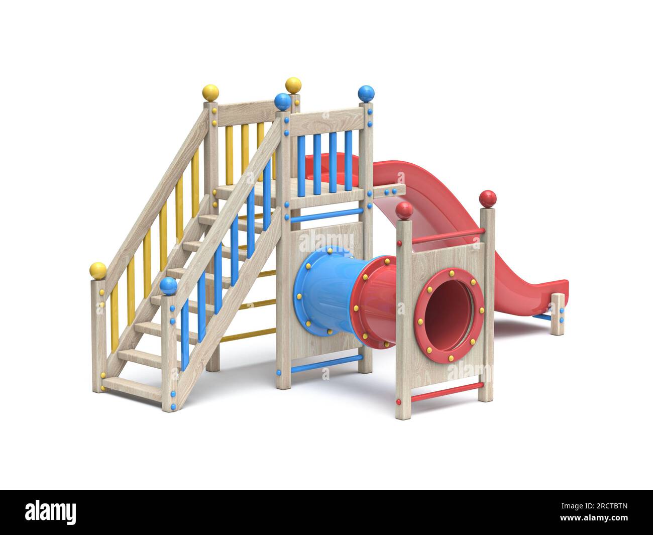 Children playground with tube 3D rendering illustration isolated on ...