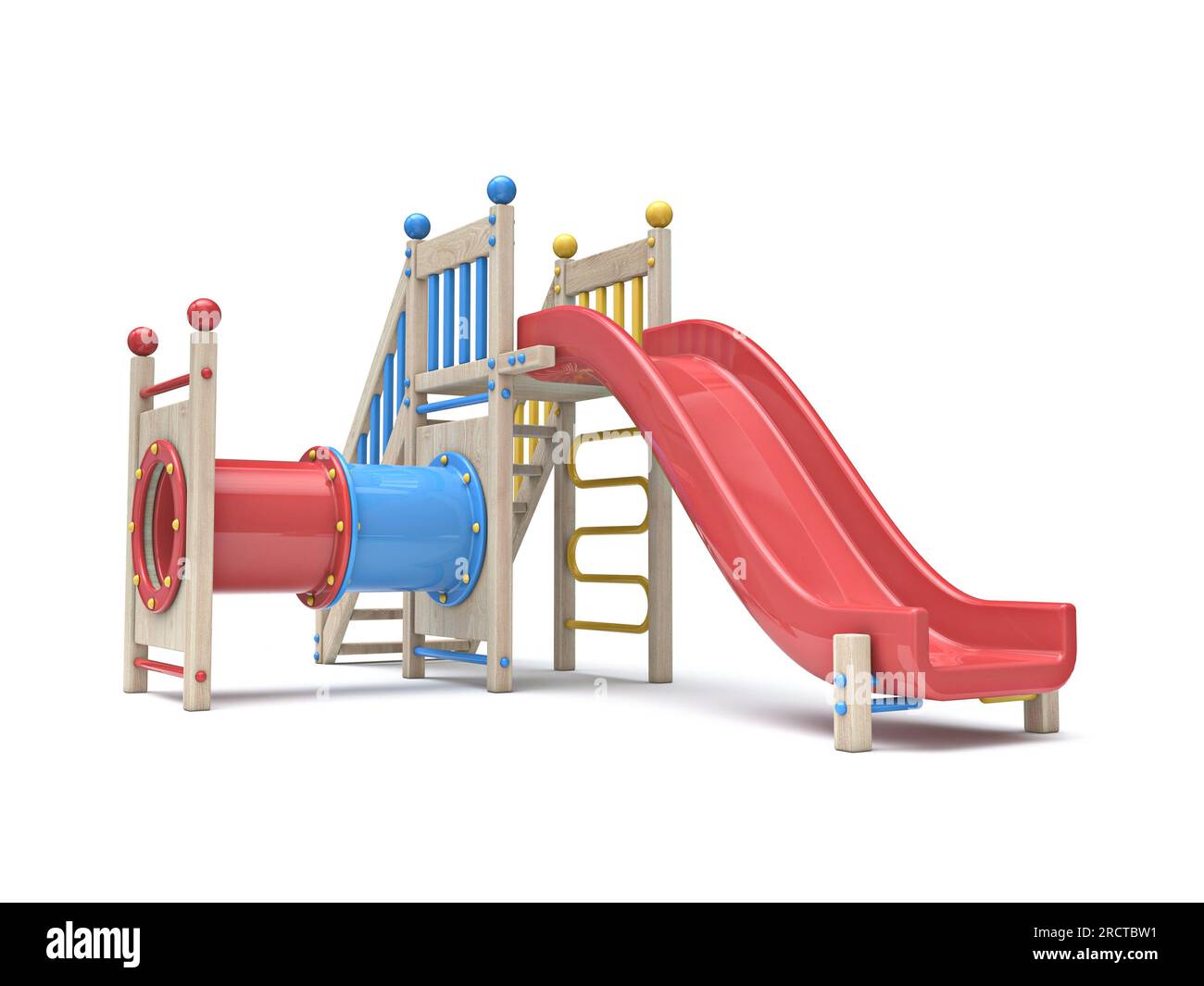Children playground with slide 3D rendering illustration isolated on ...