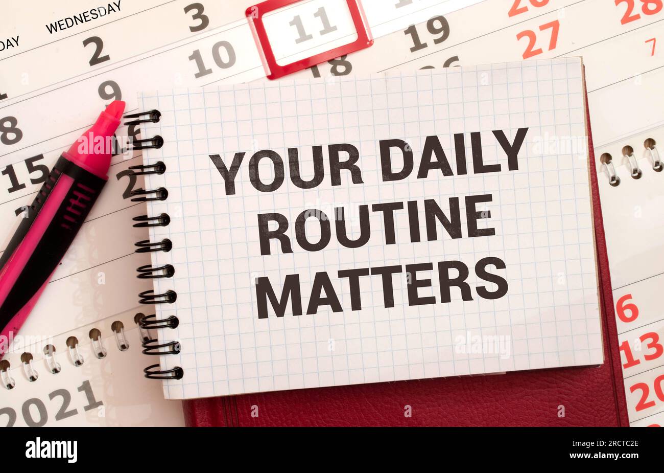 Your daily routine matters, text words typography written on note book ...