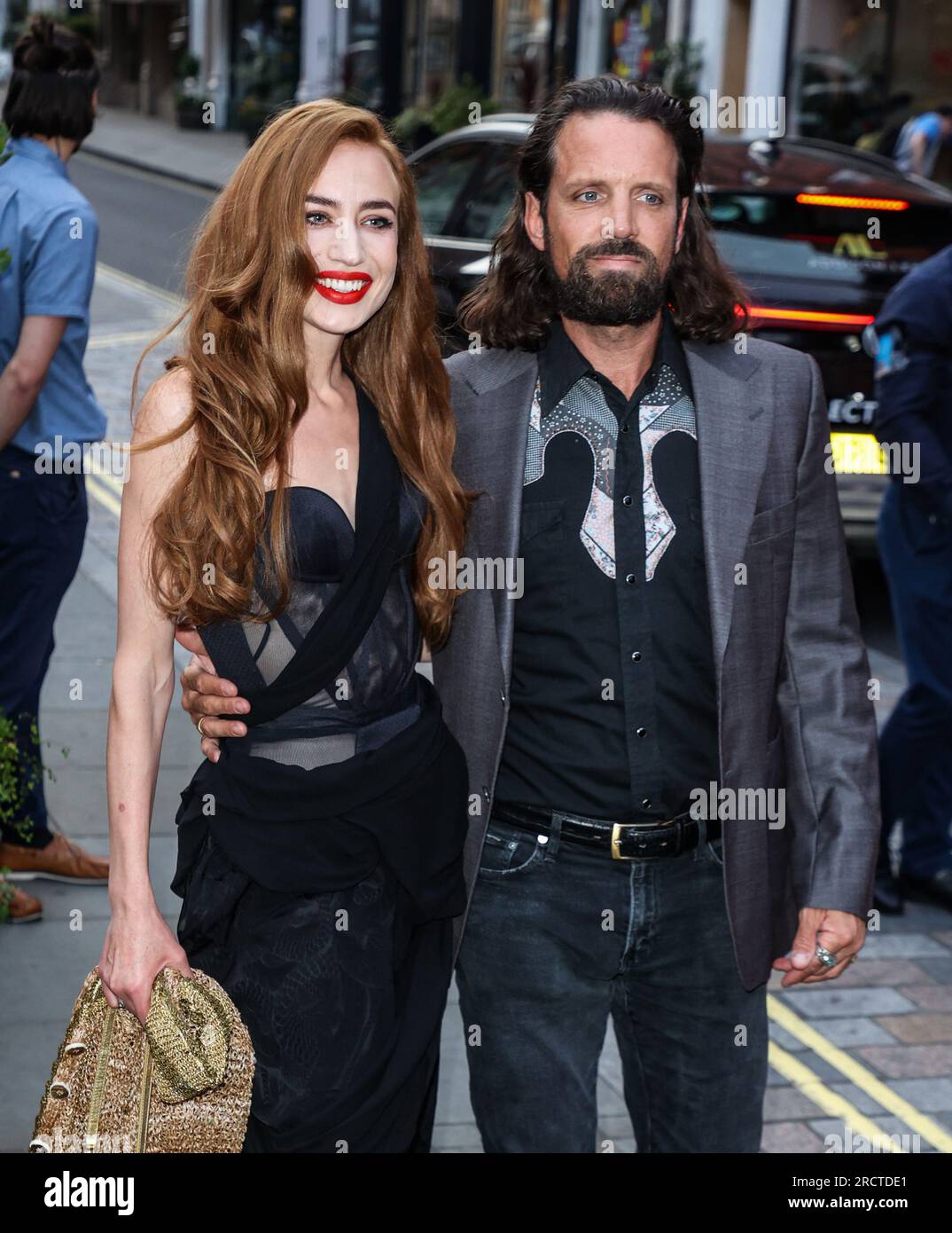 Elizabeth Jagger and Christopher Behlau attend the British Vogue x Self ...