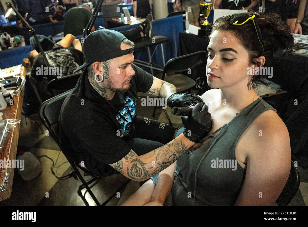Festival goers seen at Inkcarceration Music and Tattoo Festival on ...