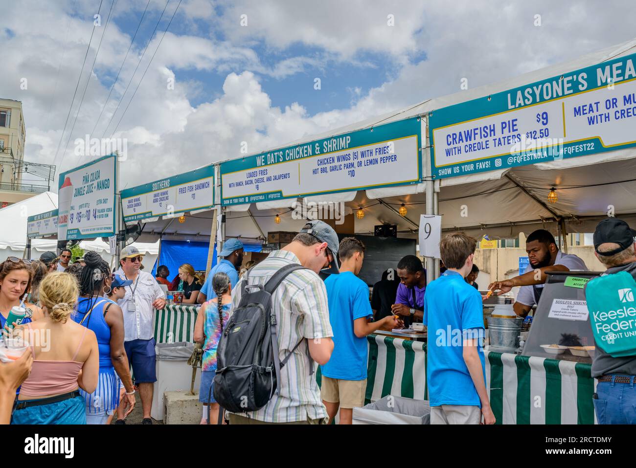 NEW ORLEANS, LA, USA - APRIL 24, 2022: Closeup of crowded outdoor food ...
