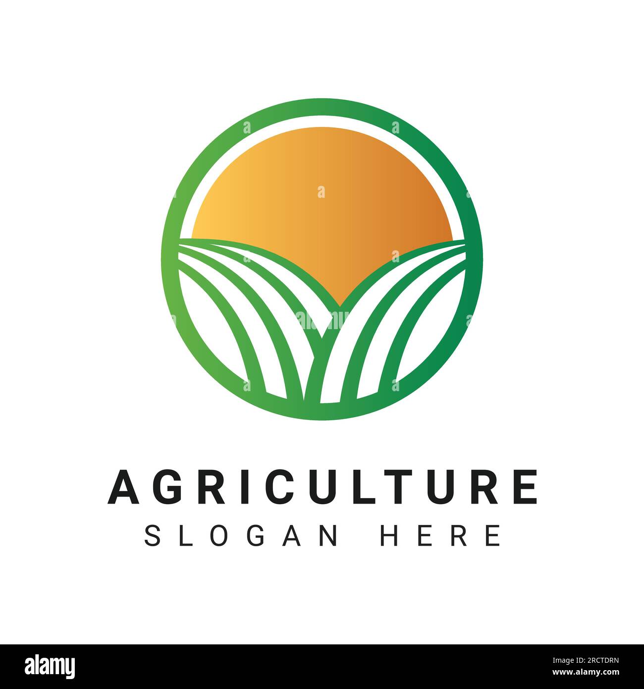 Agriculture Farm Logo Design Field Organic Life Sun and Leaf Stock ...