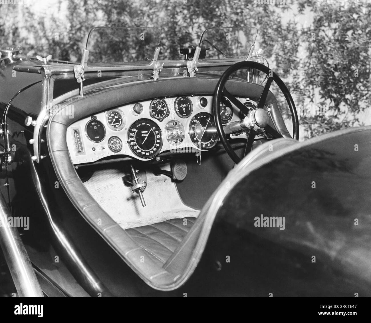 United States: 1928 The interior and dashboard panel of a 1928 Bentley ...