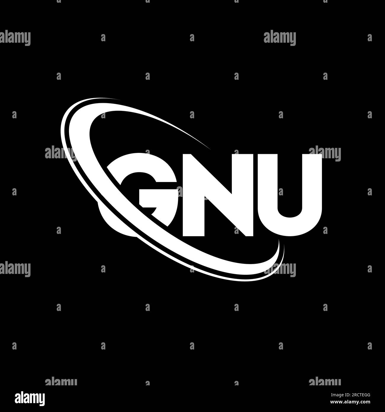 GNU logo. GNU letter. GNU letter logo design. Initials GNU logo linked ...