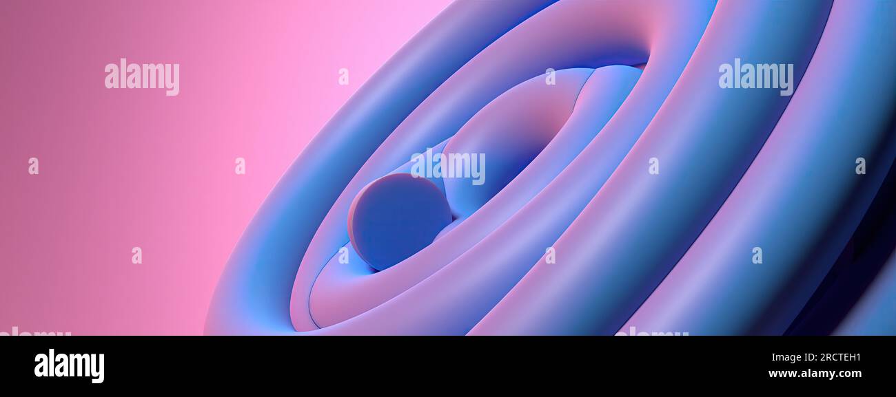 Circular thick lines Delicate modern Bezier curve luxury Blue and pink ...