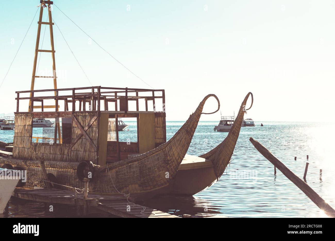 Totora boat on the Titicaca lake near Puno, Peru Stock Photo - Alamy