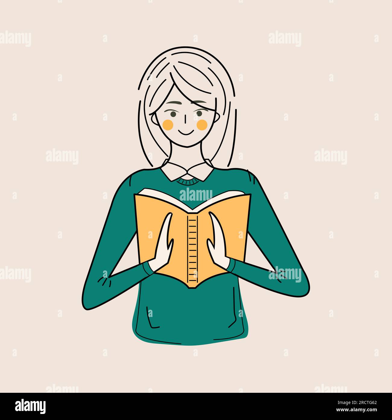 Literature fan. Girl studying with some books. Young student girl ...