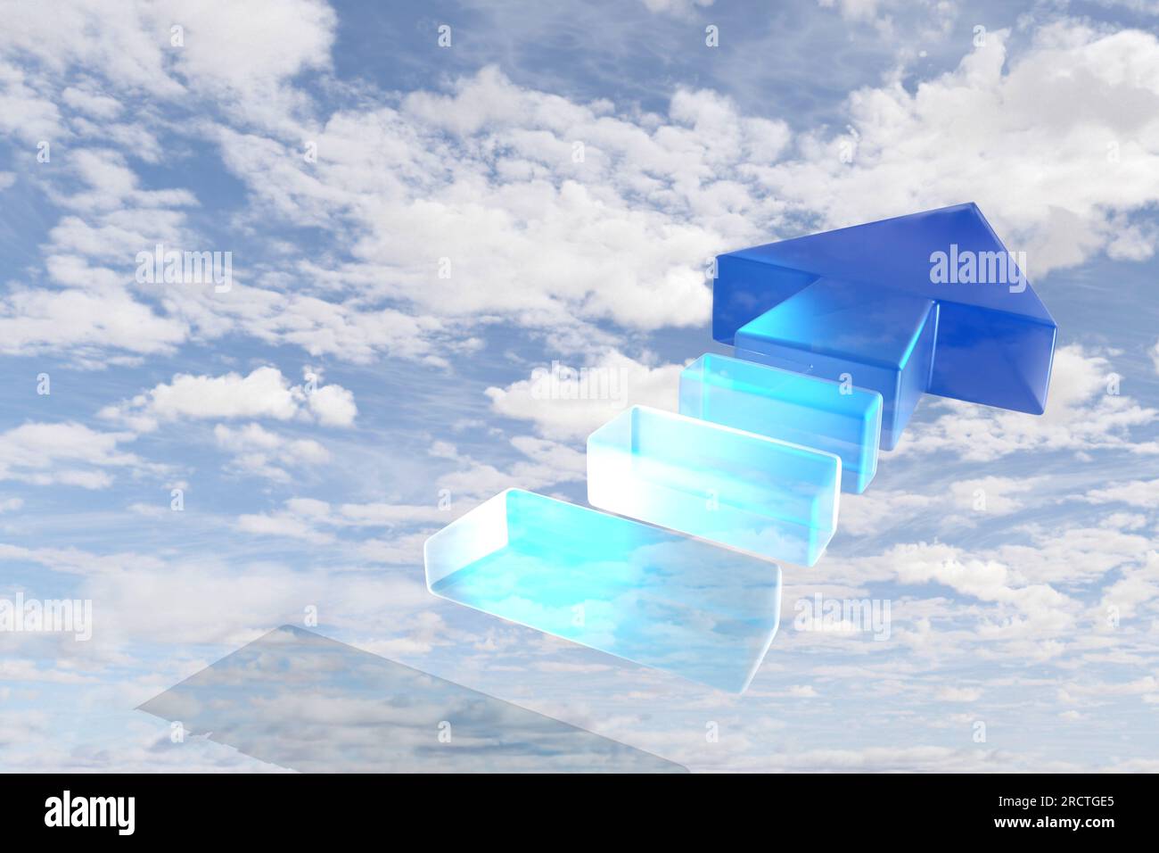 Ladder to sky, stairway to Heaven. Blue arrow with direction to the sky ...