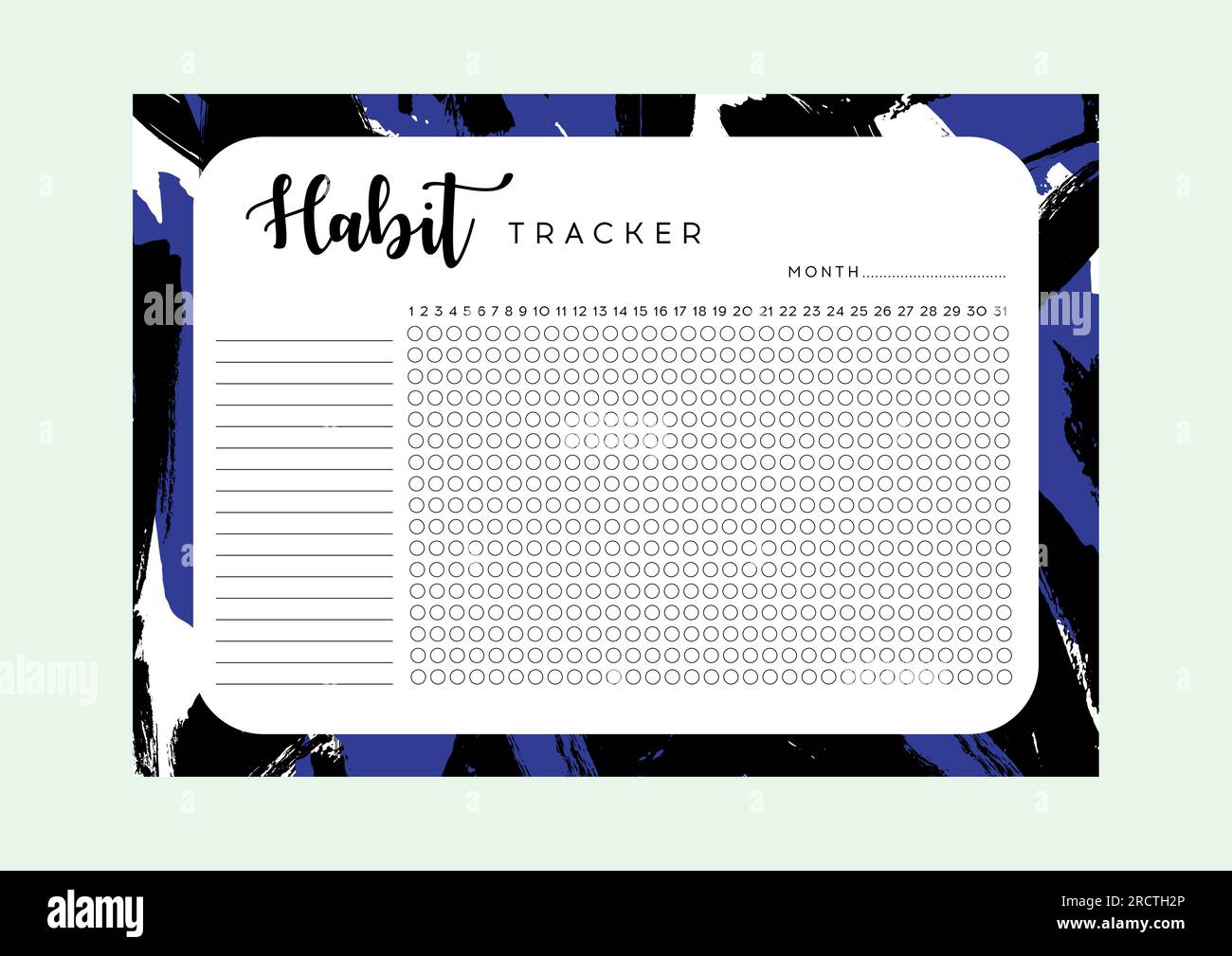Habit Tracker. Monthly planner habit tracker blank template. Monthly ...