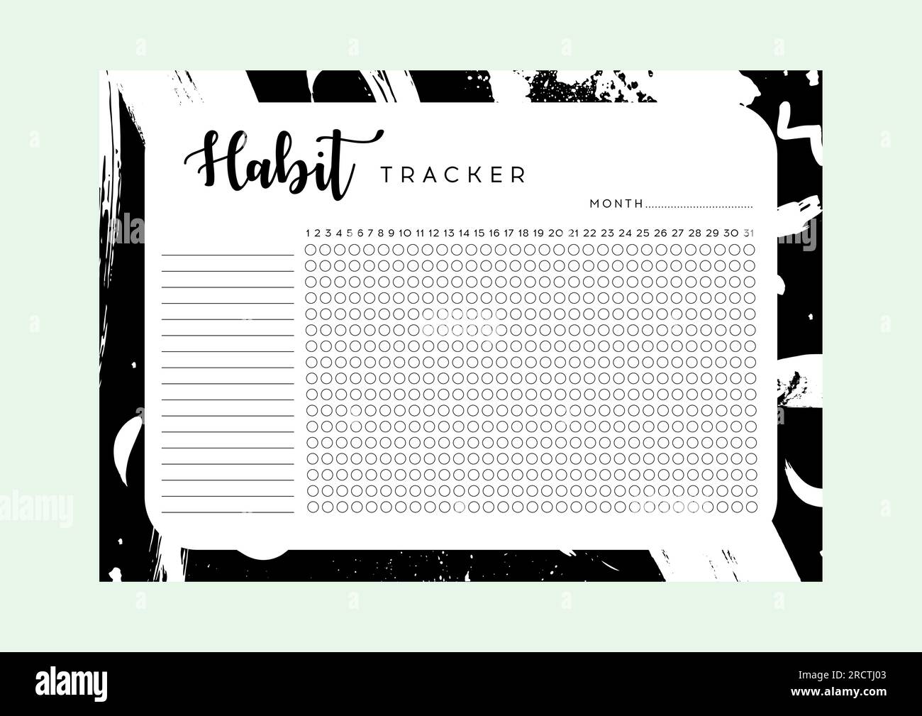 Habit Tracker. Monthly planner habit tracker blank template. Monthly ...