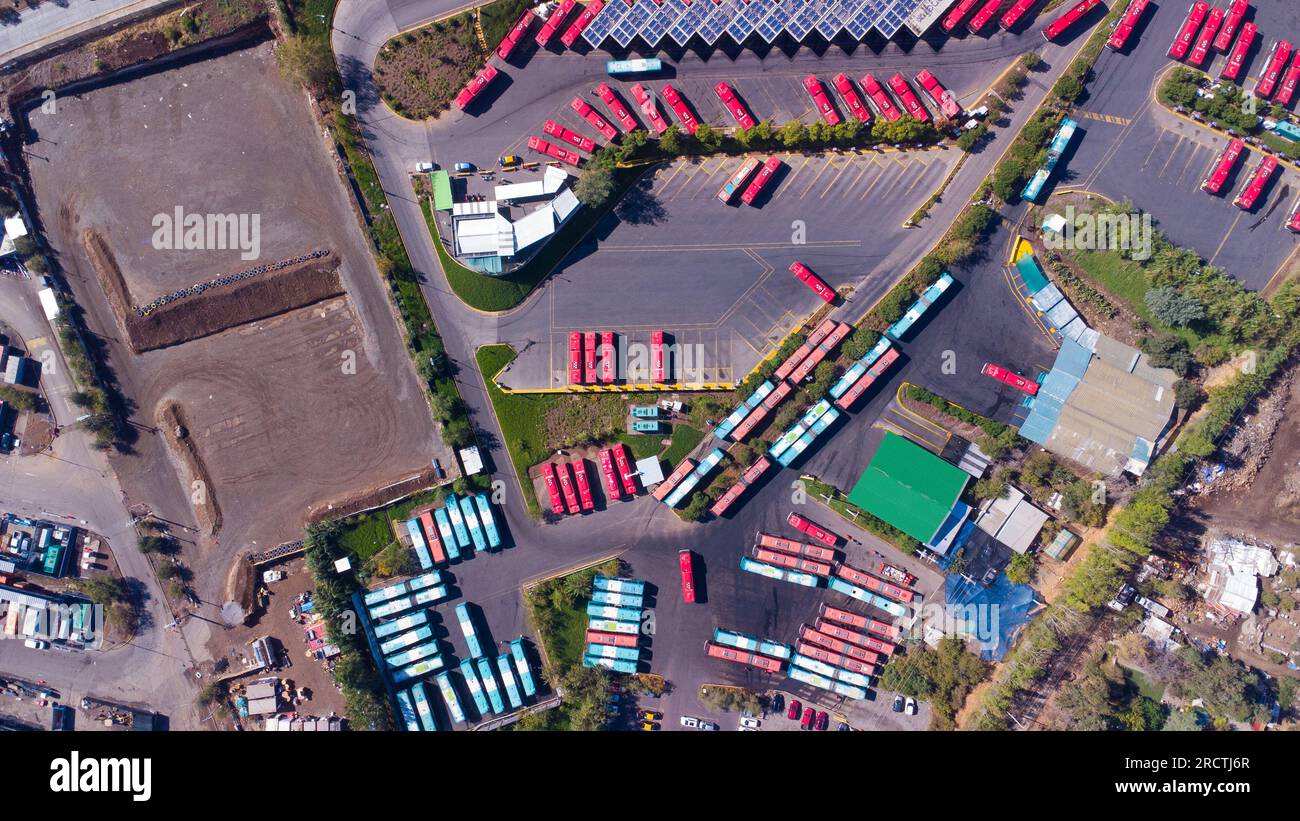 Red Metropolitana de Movilidad (Transantiago) bus depot in Santiago ...