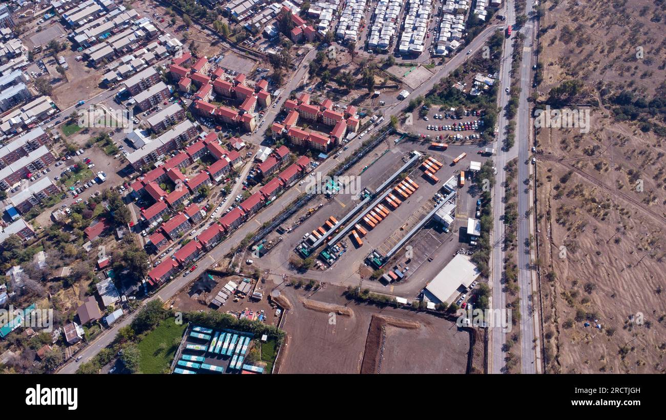 Red Metropolitana de Movilidad (Transantiago) bus depot in Santiago ...