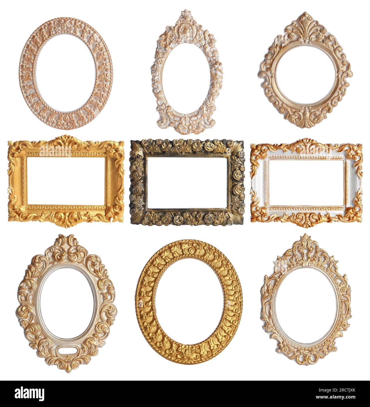 Set golden square frames hi-res stock photography and images - Alamy