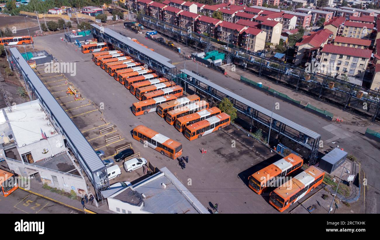 Red Metropolitana de Movlidad (Transantiago) Bus depot in Santiago ...