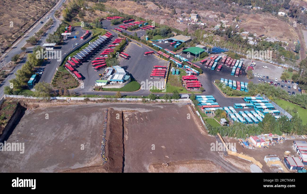 Red Metropolitana de Movilidad (Transantiago) bus depot in Santiago ...