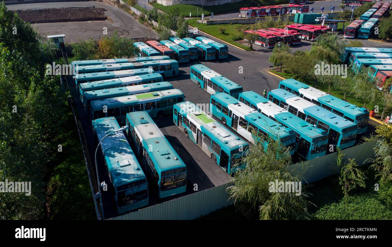 Red Metropolitana de Movilidad (Transantiago) bus depot in Santiago ...