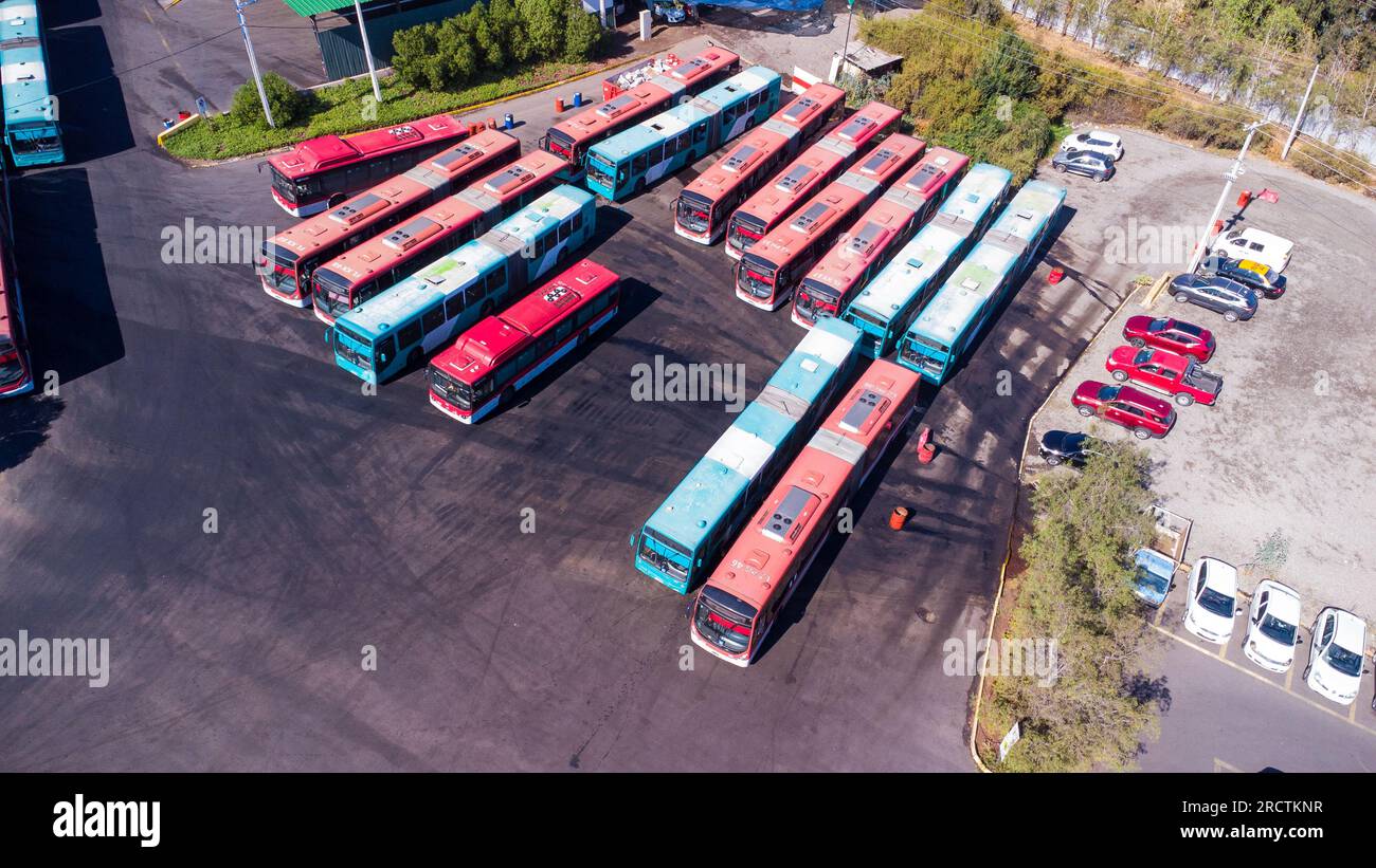 Red Metropolitana de Movilidad (Transantiago) bus depot in Santiago ...