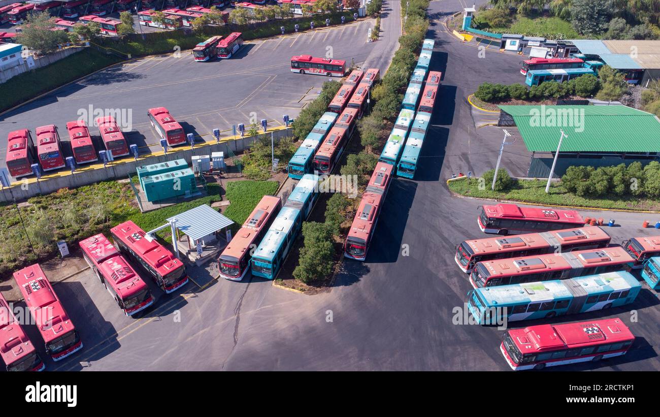 Red Metropolitana de Movilidad (Transantiago) bus depot in Santiago ...