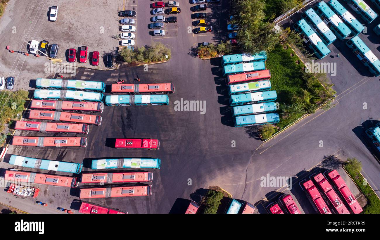 Red Metropolitana de Movilidad (Transantiago) bus depot in Santiago ...
