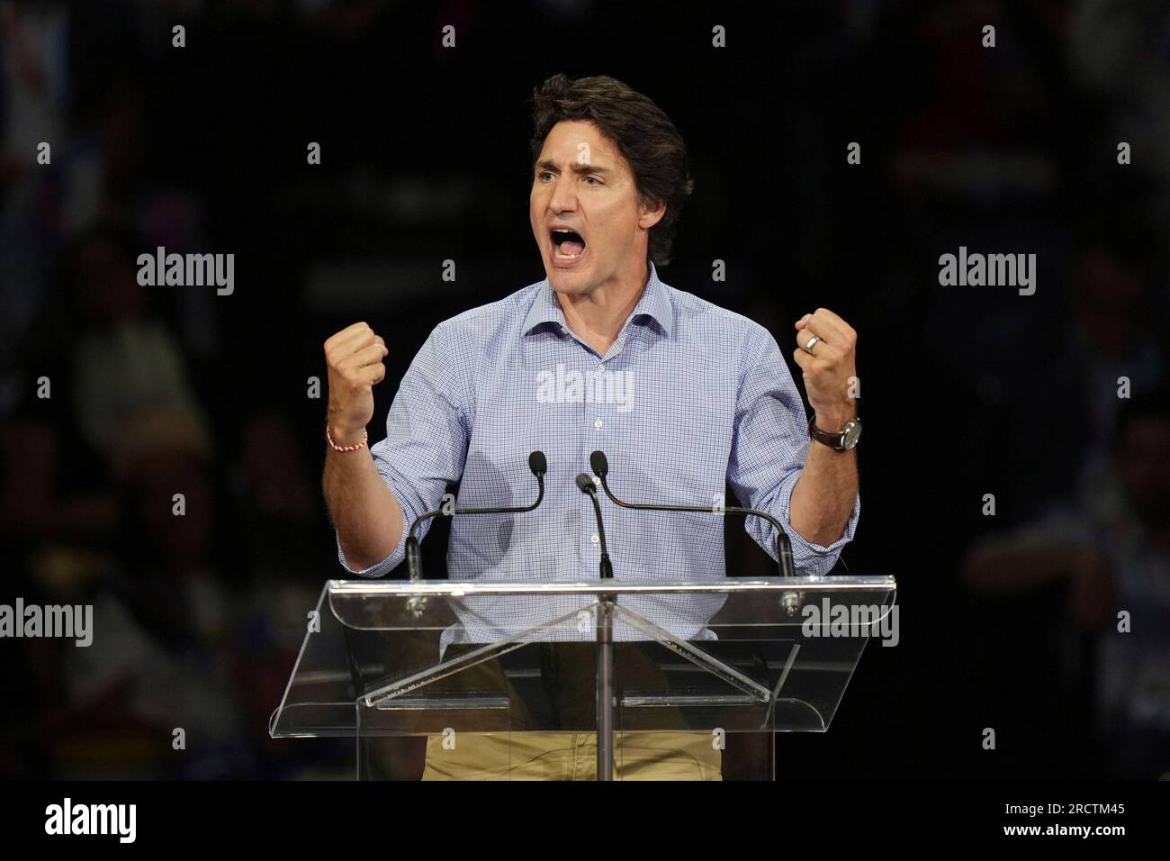 Prime Minister Justin Trudeau speaks during the opening ceremony of the ...