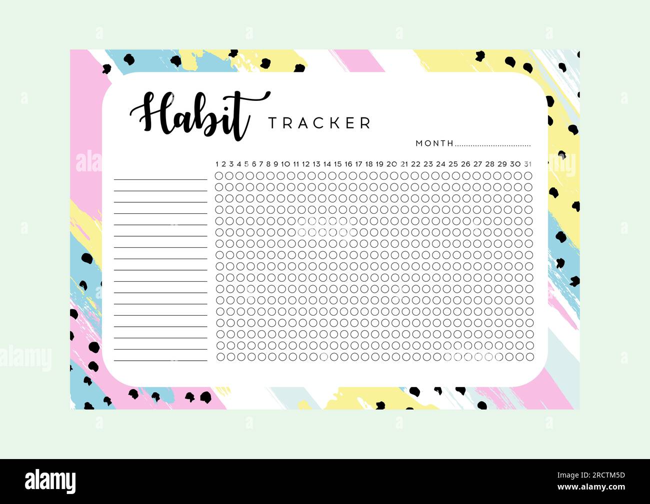 Habit Tracker. Monthly planner habit tracker blank template. Monthly ...