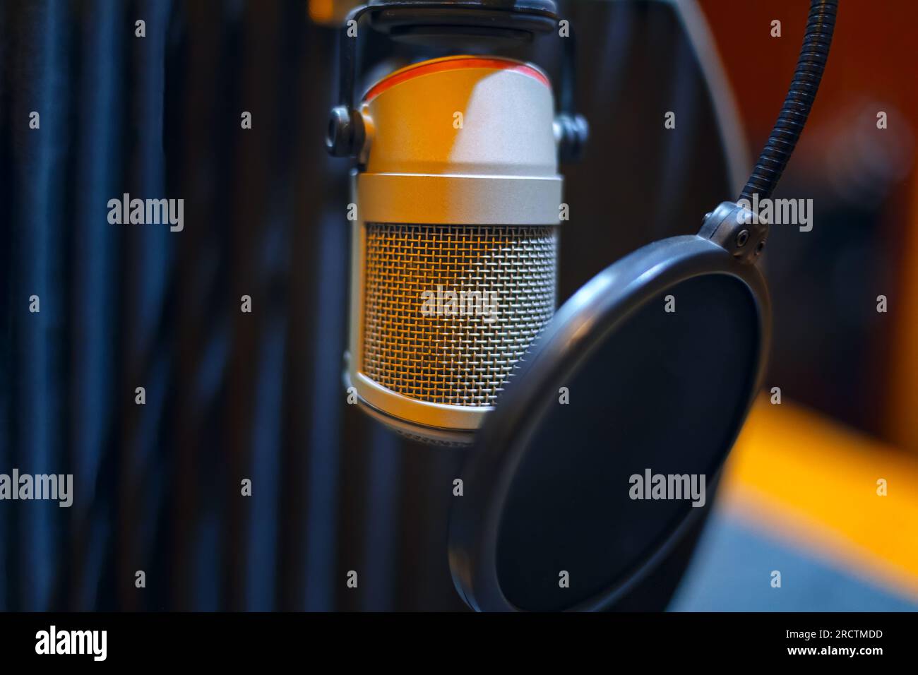 professional microphone with pop killer in a recording studio Stock ...