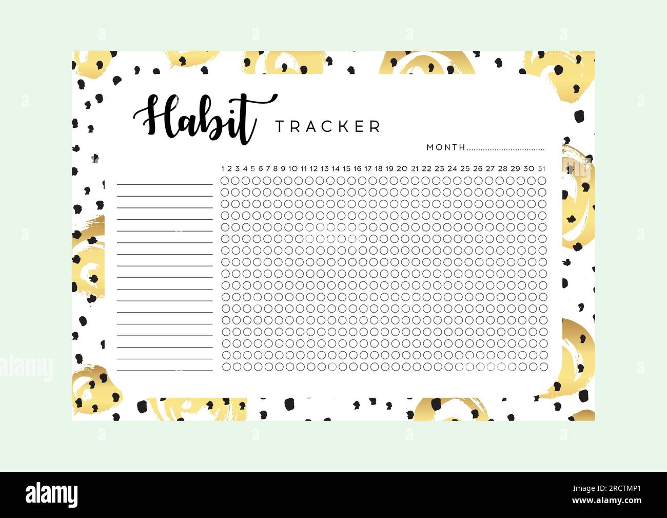 Habit Tracker. Monthly planner habit tracker blank template. Monthly ...